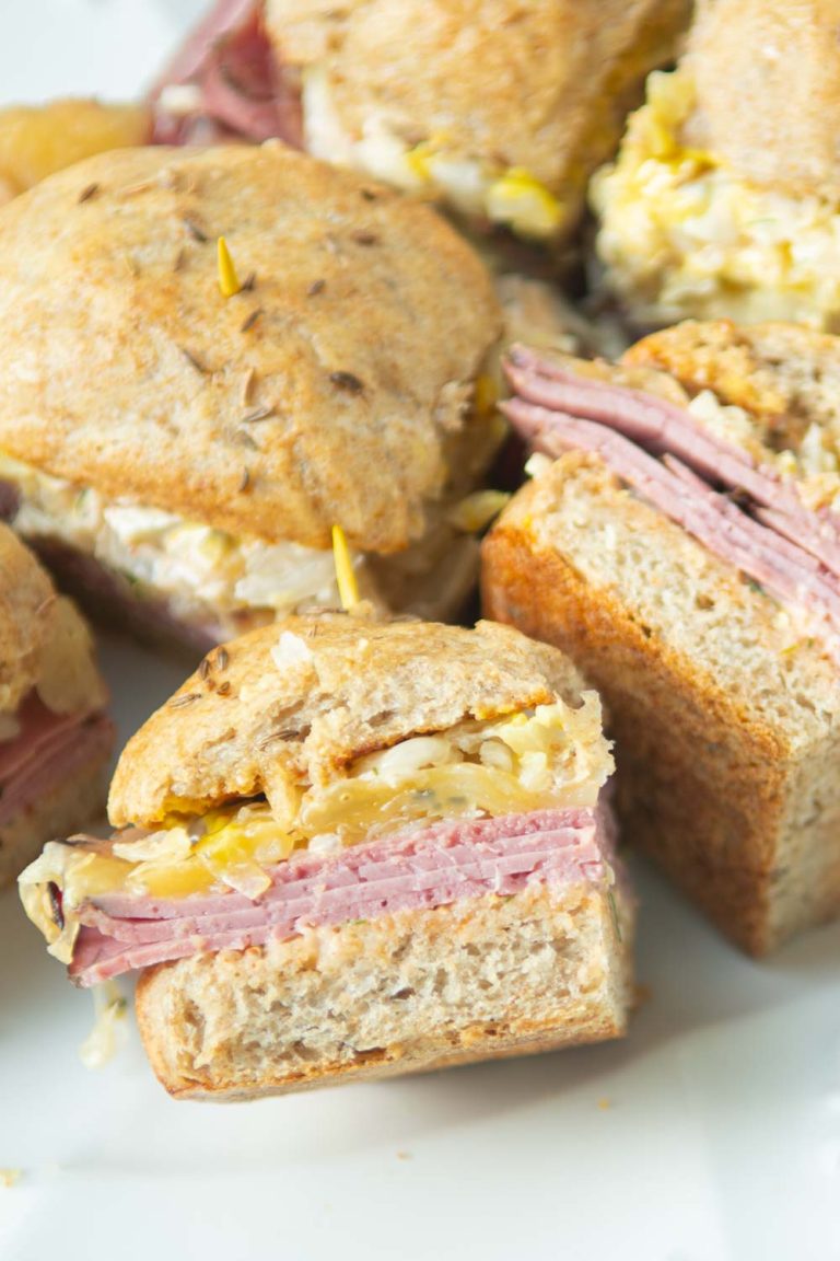 Deli Rye Pan Buns for the most perfect Reuben sliders - Baking with ...